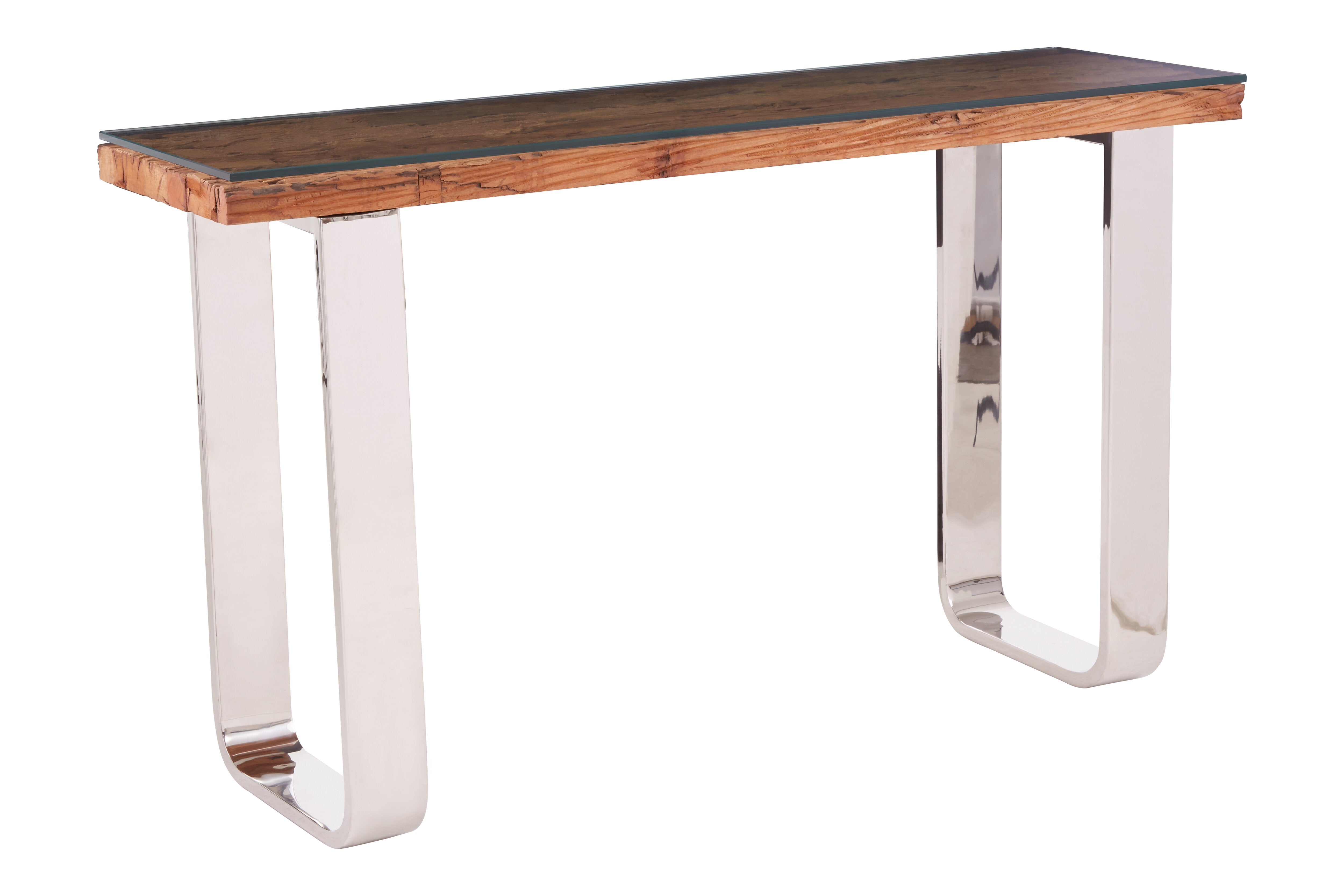 Florence Console Table With Salvaged Wood And Glass – Stroma Interiors