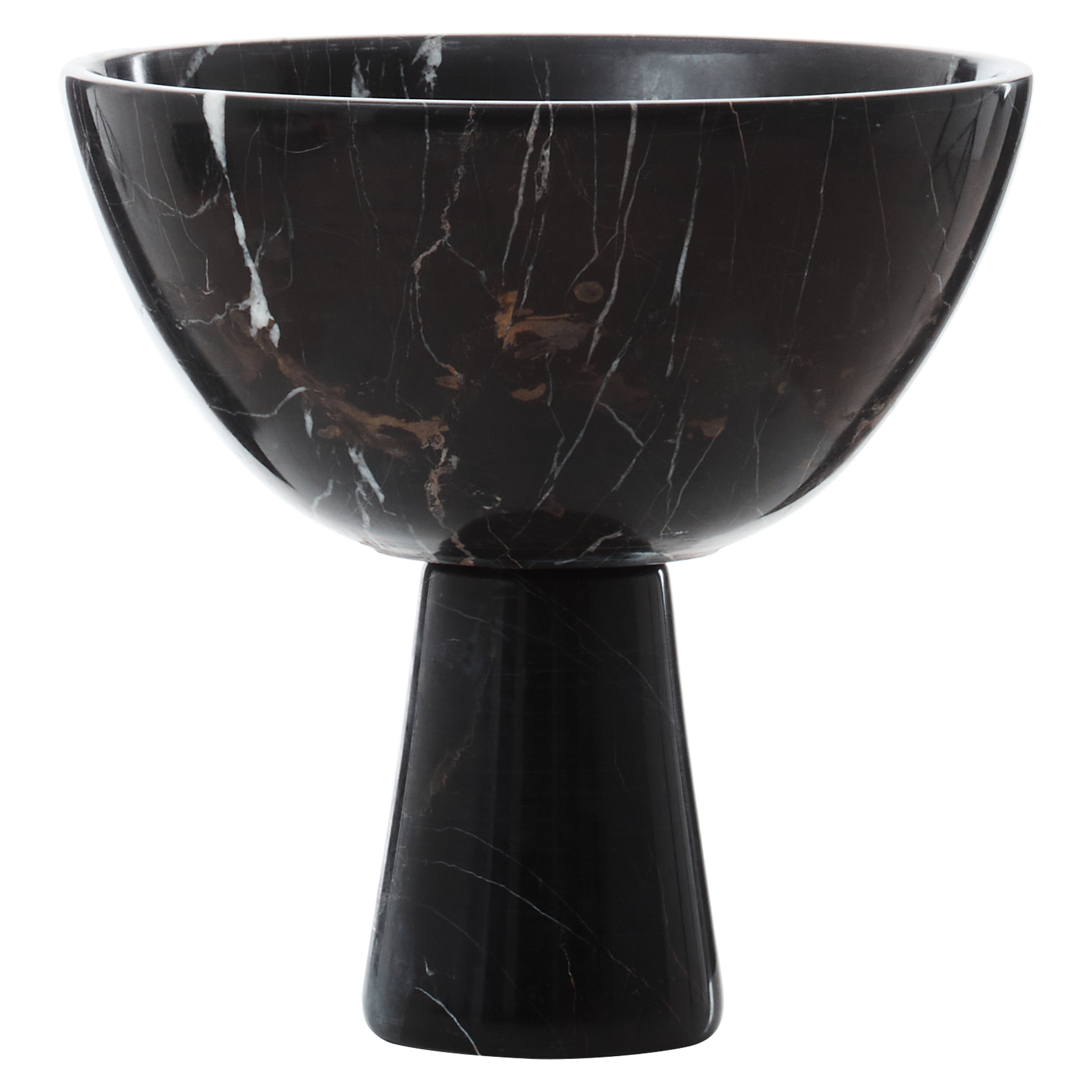 Forio Black Marble Pedestal Bowl Elegant Home Decor – Stroma Interiors